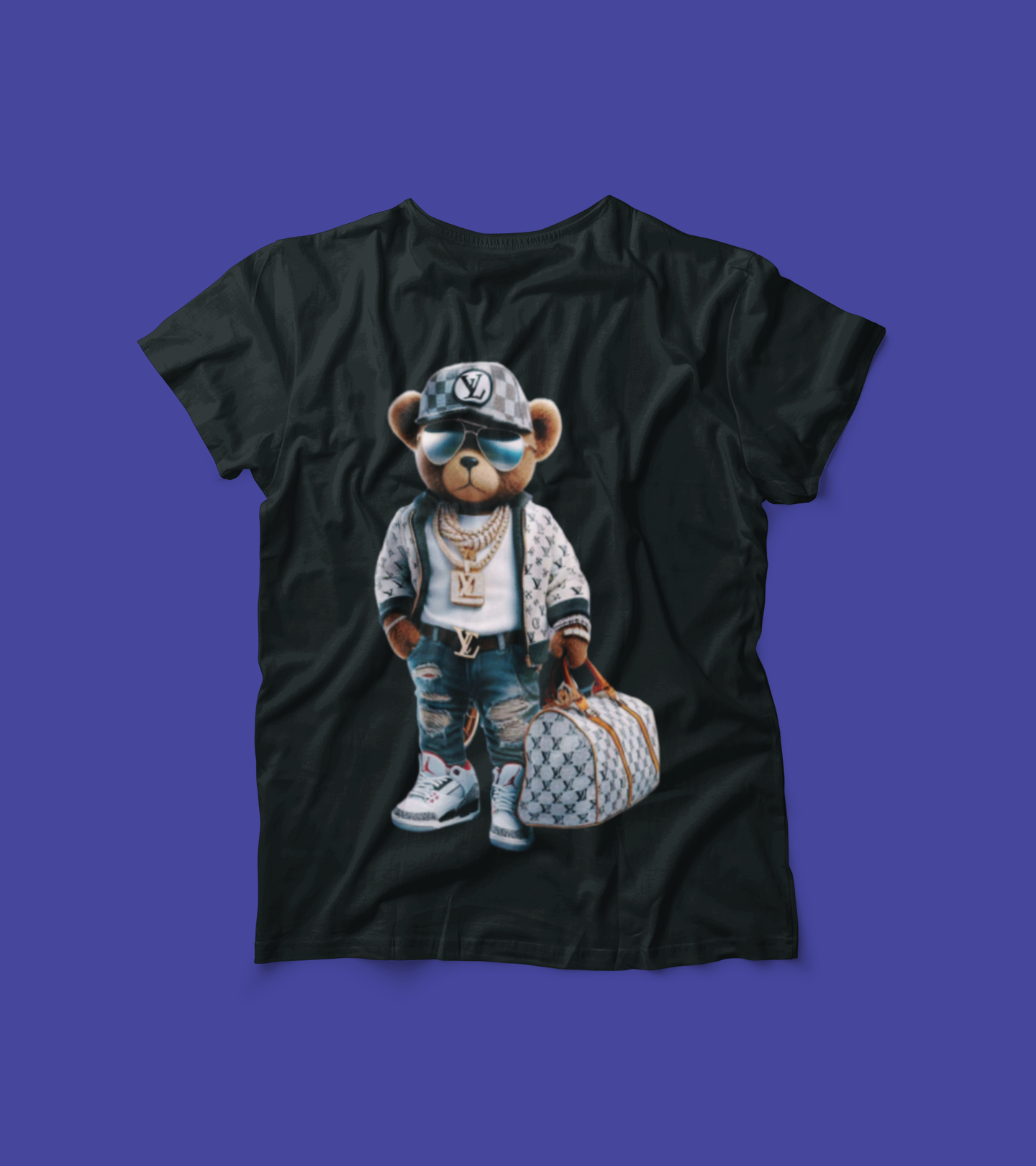 Luxury Bear Streetwear Tee – Dripped Out Designer Bear Shirt – LV Styl
